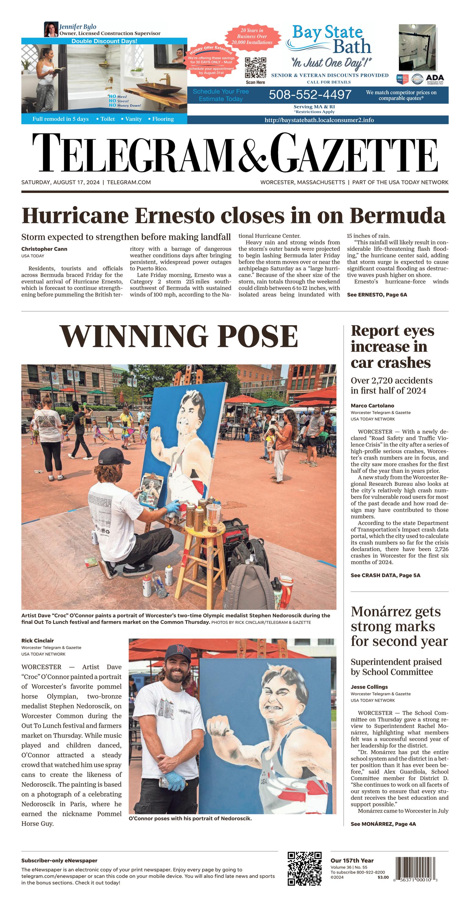Telegram & Gazette Front Page