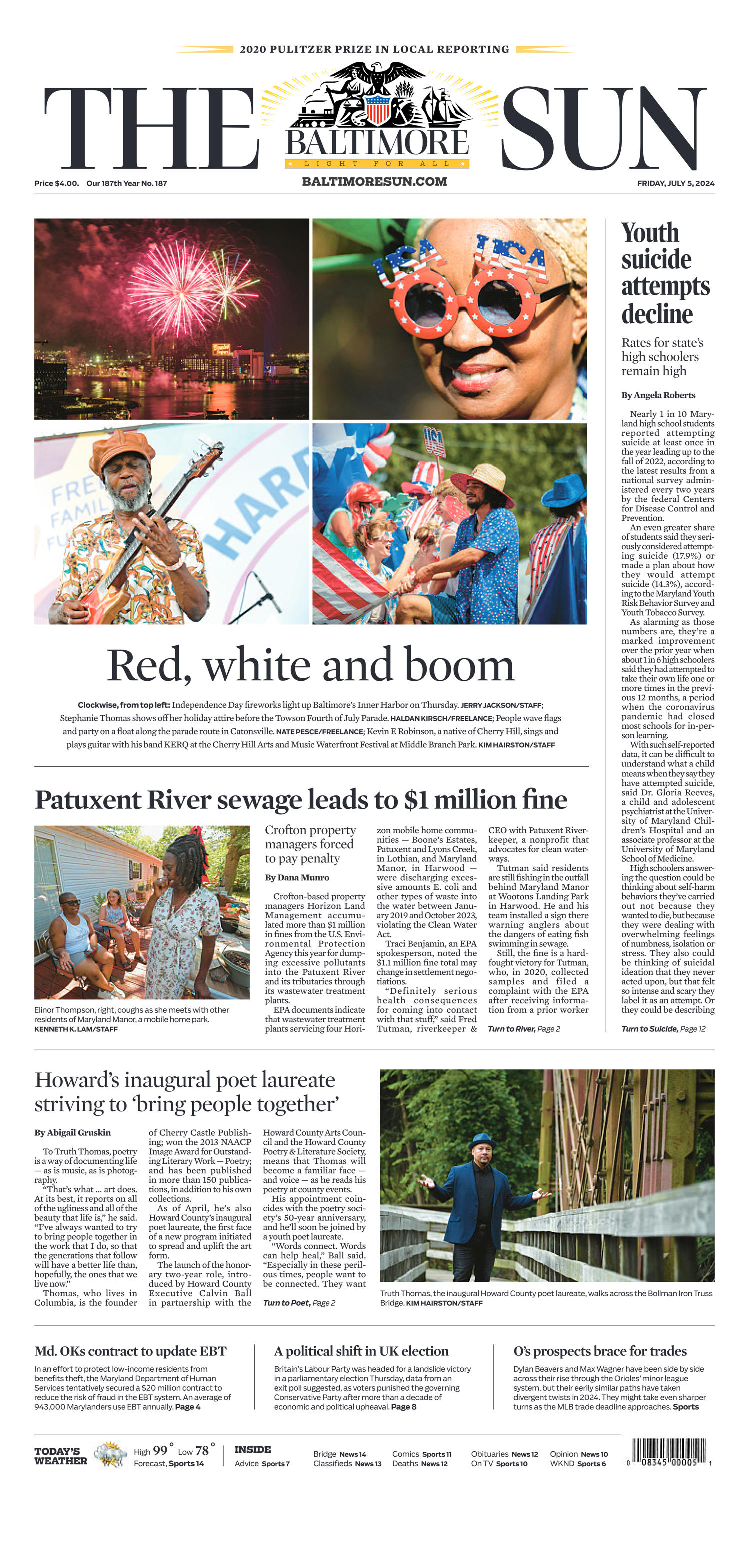 The Baltimore Sun Front Page