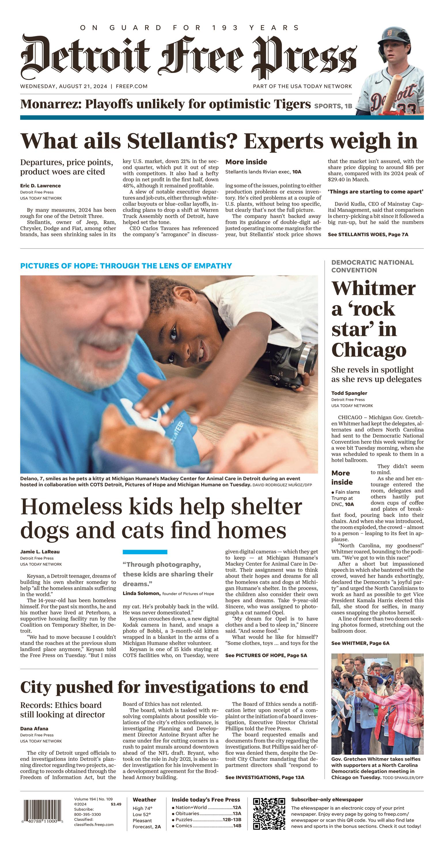 Detroit Free Press Front Page