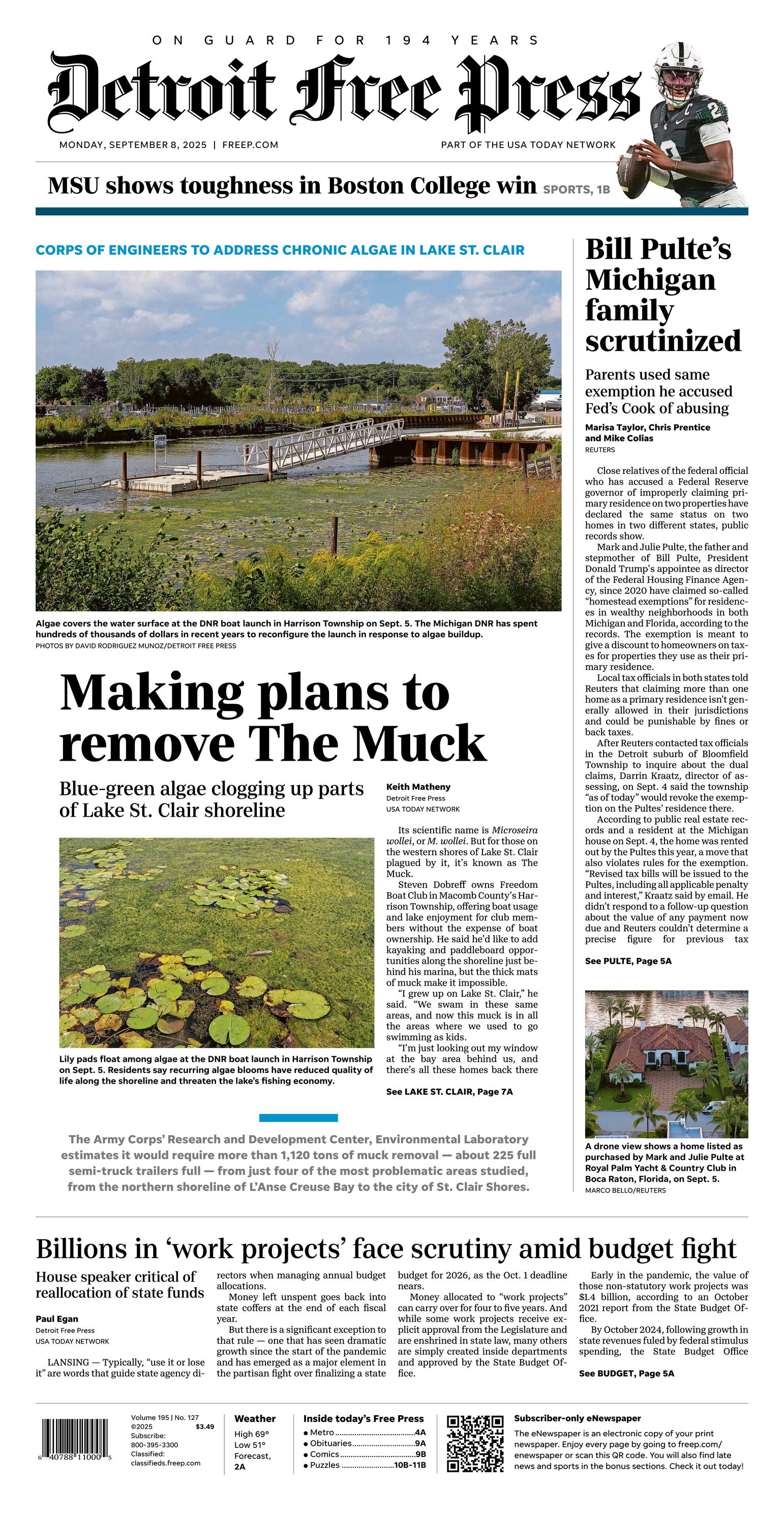 Detroit Free Press Front Page