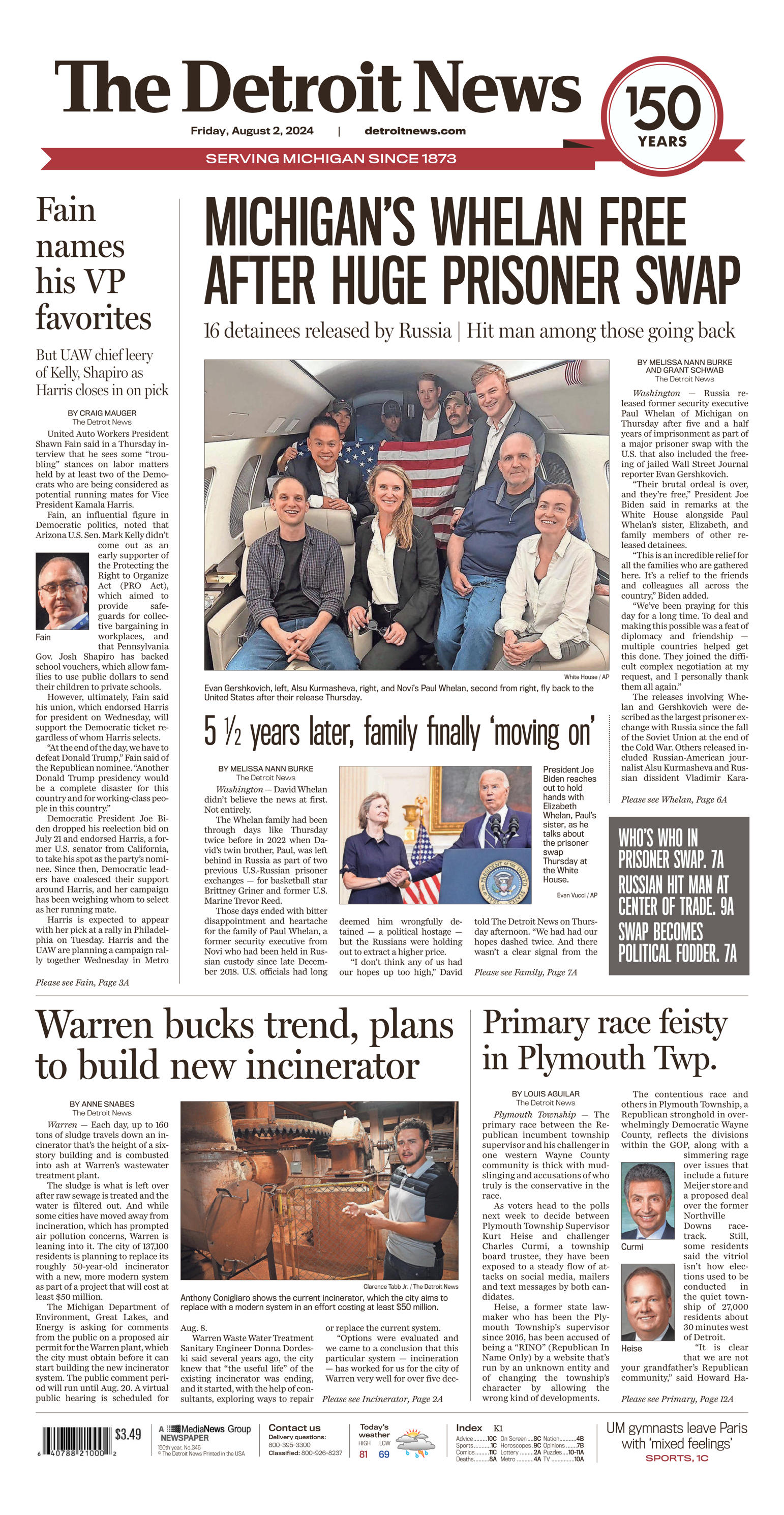 The Detroit News Front Page