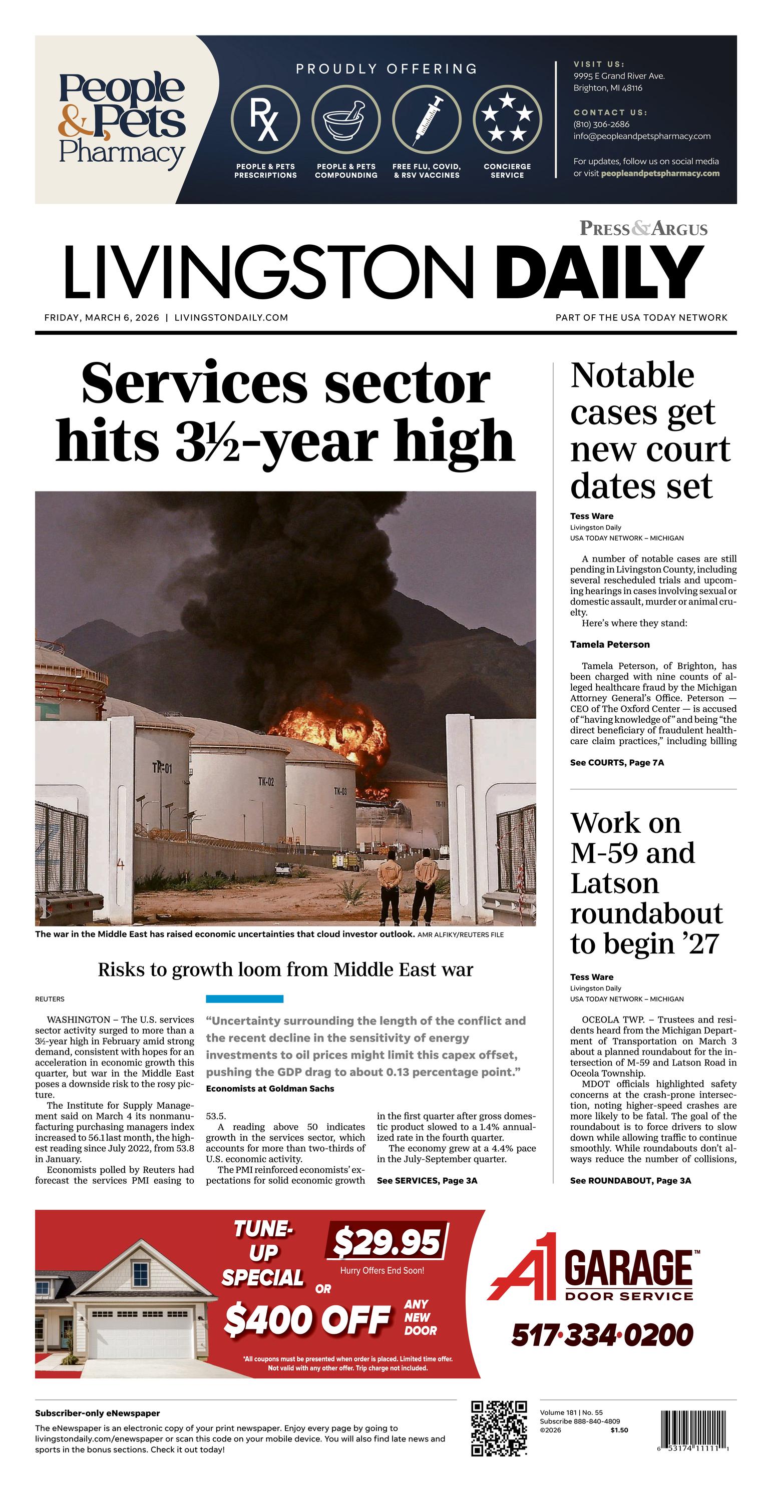 Livingston Daily Press & Argus Front Page