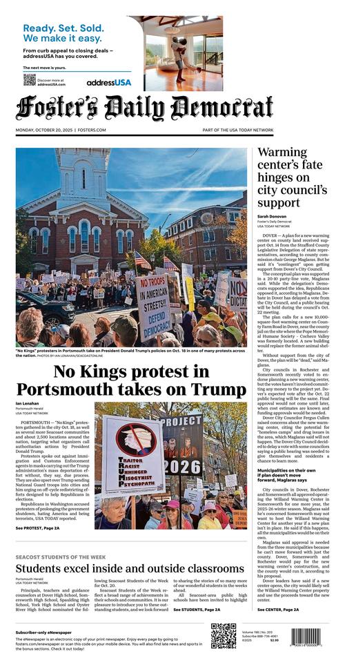 Foster's Daily Democrat Front Page