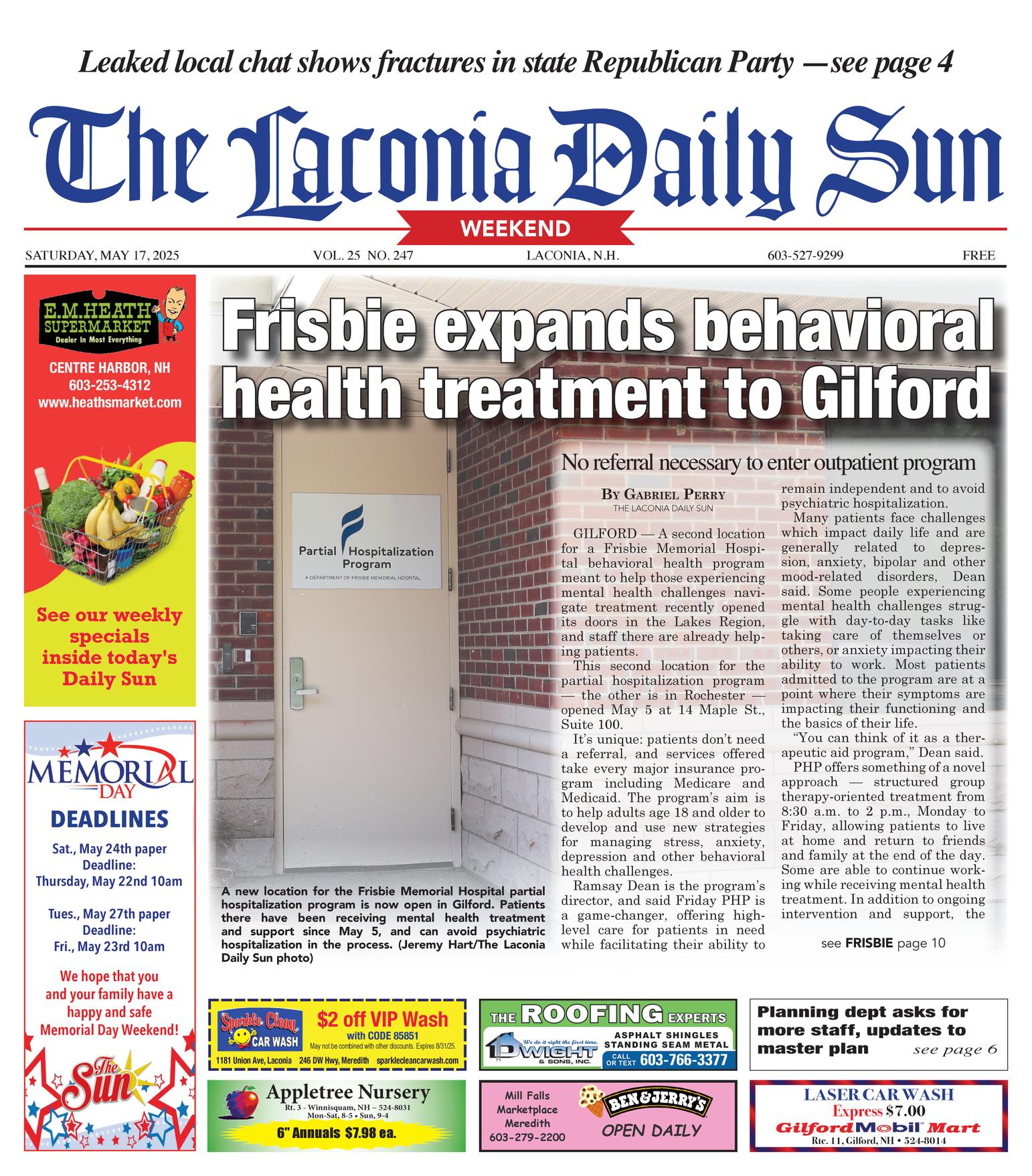 The Laconia Daily Sun Front Page
