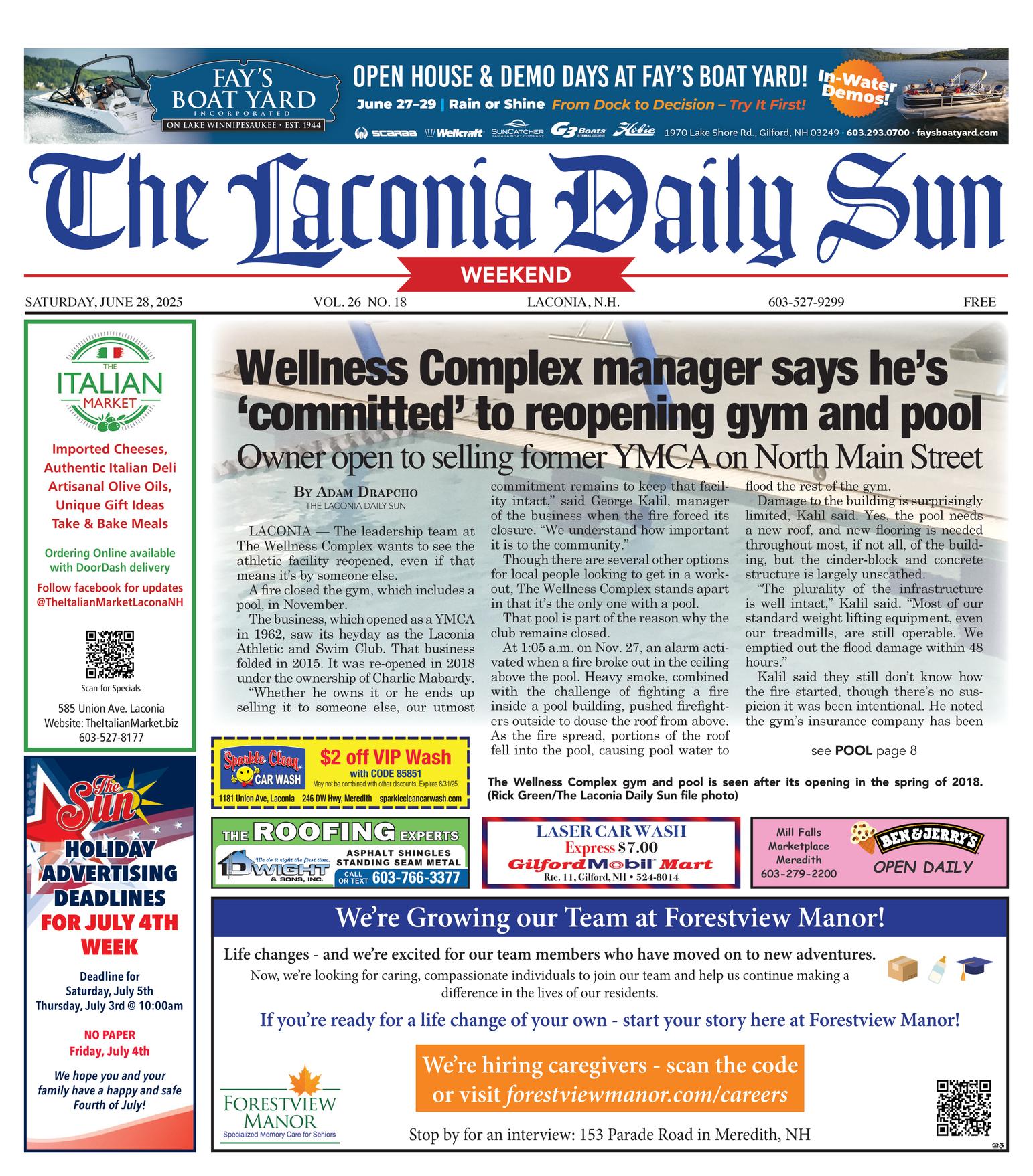 The Laconia Daily Sun Front Page
