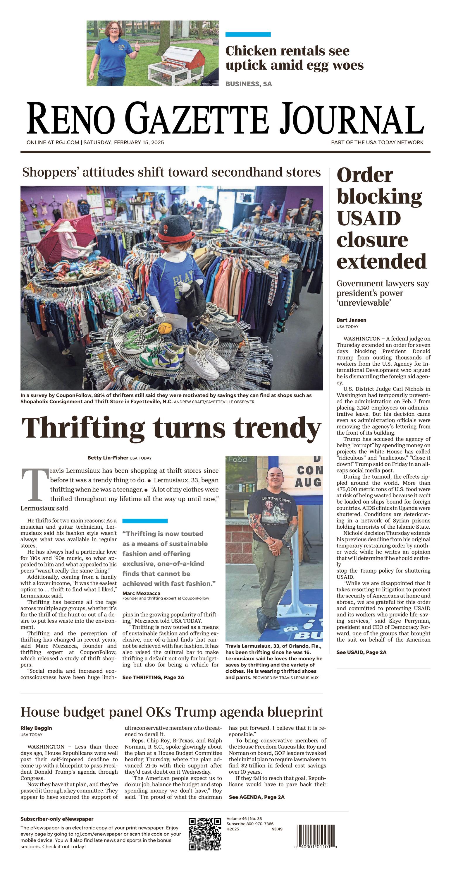 Reno Gazette-Journal Front Page