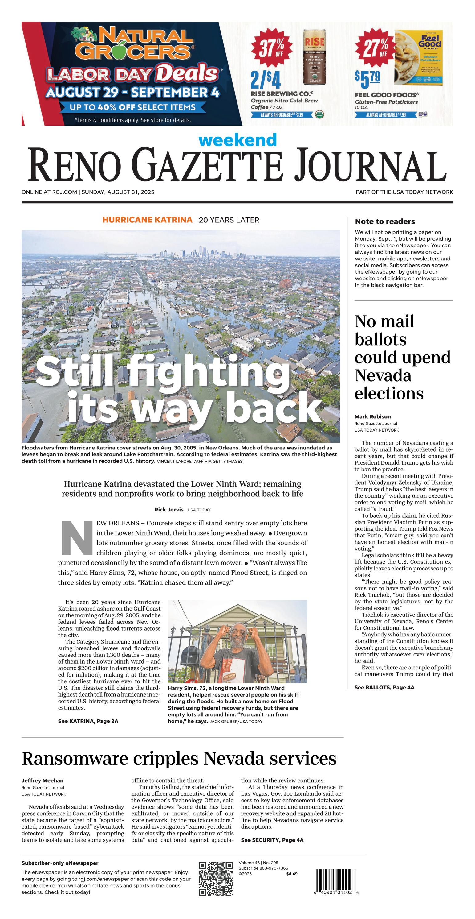 Reno Gazette-Journal Front Page