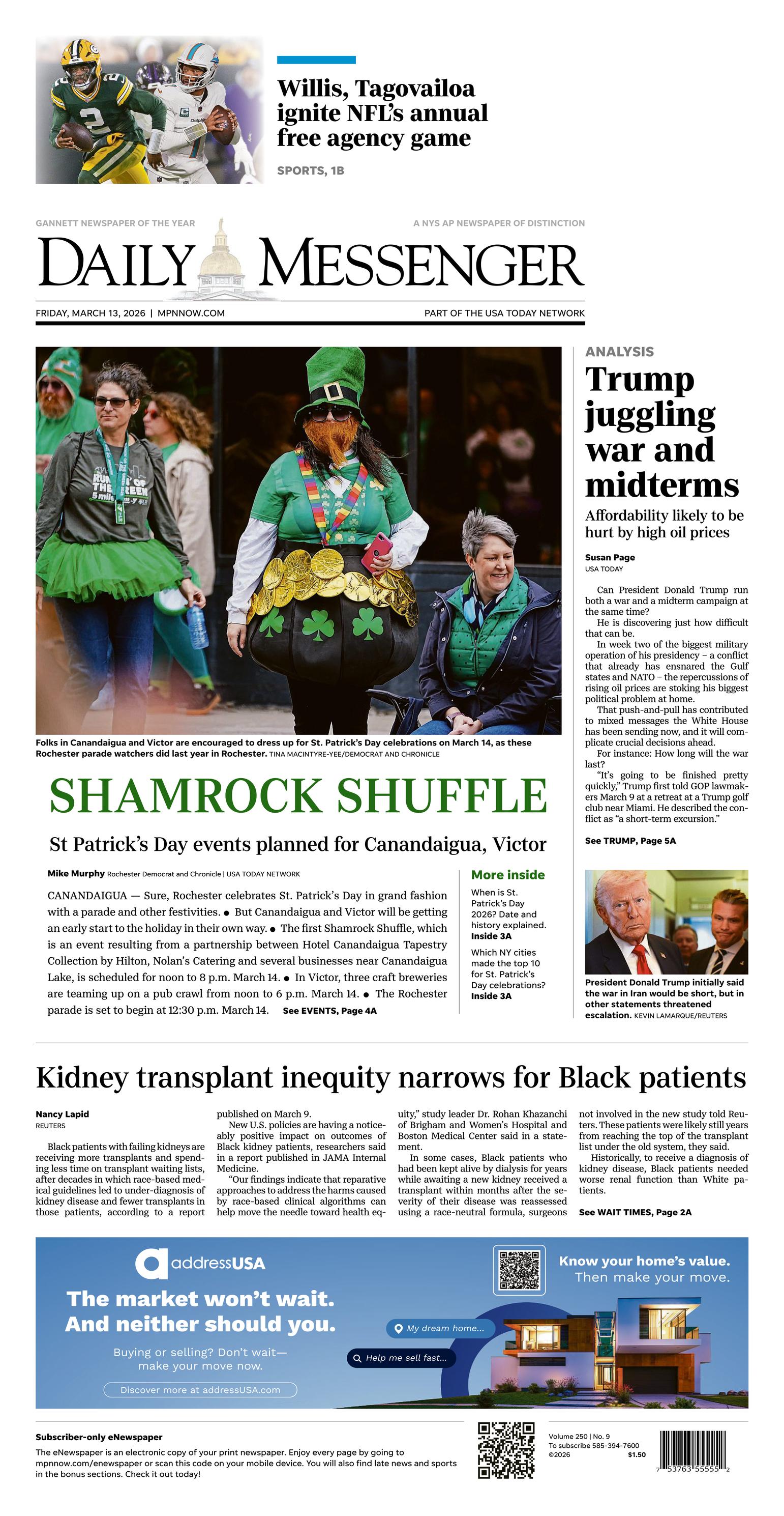 Daily Messenger Front Page