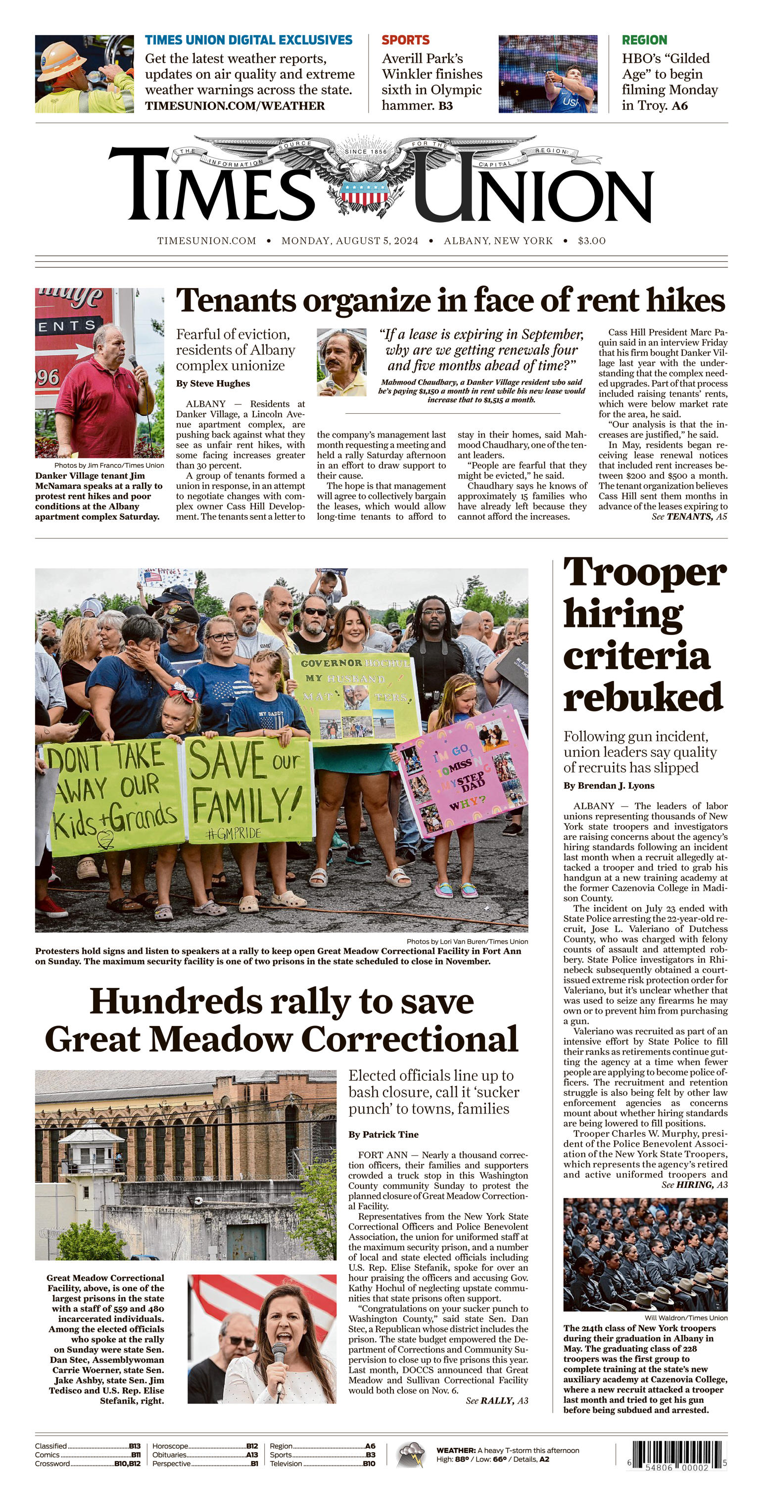 Times Union Front Page