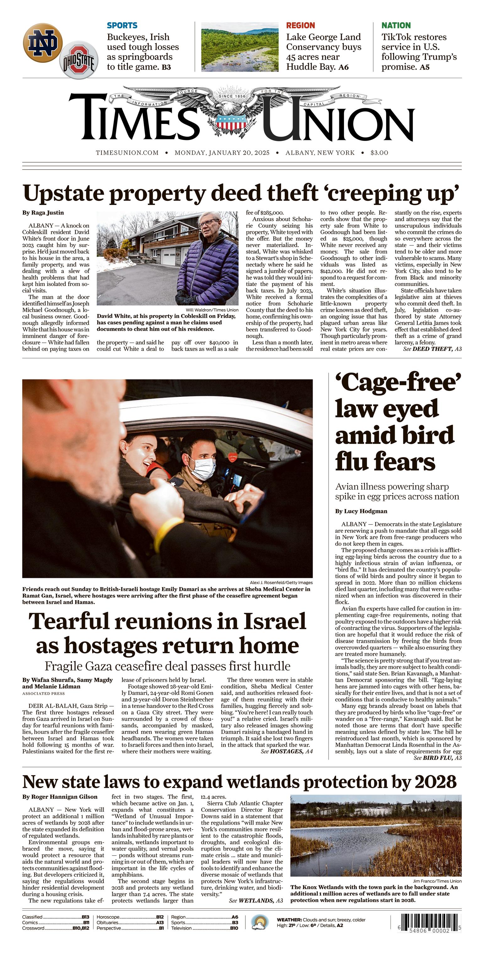 Times Union Front Page