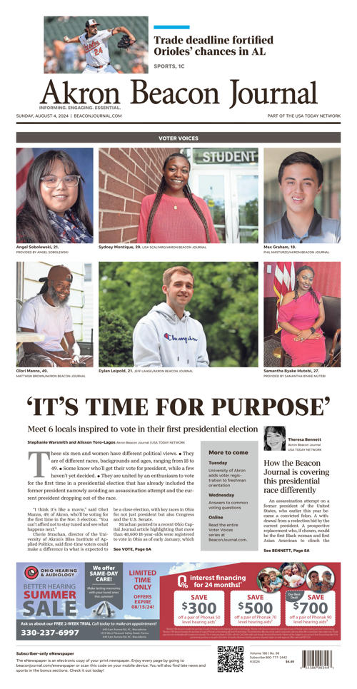 Akron Beacon Journal Front Page