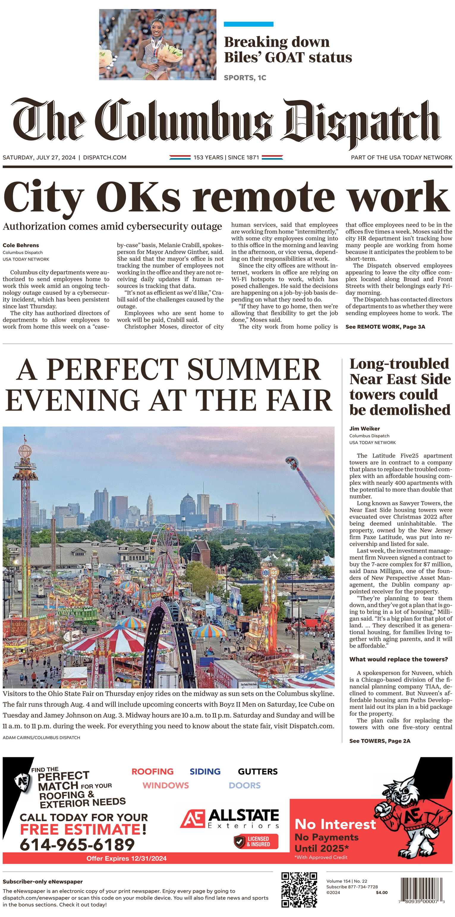 The Columbus Dispatch Front Page