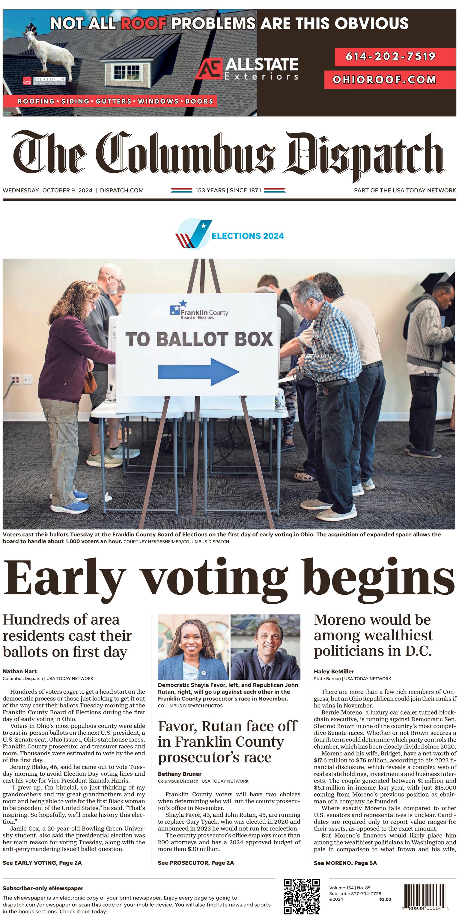 The Columbus Dispatch Front Page