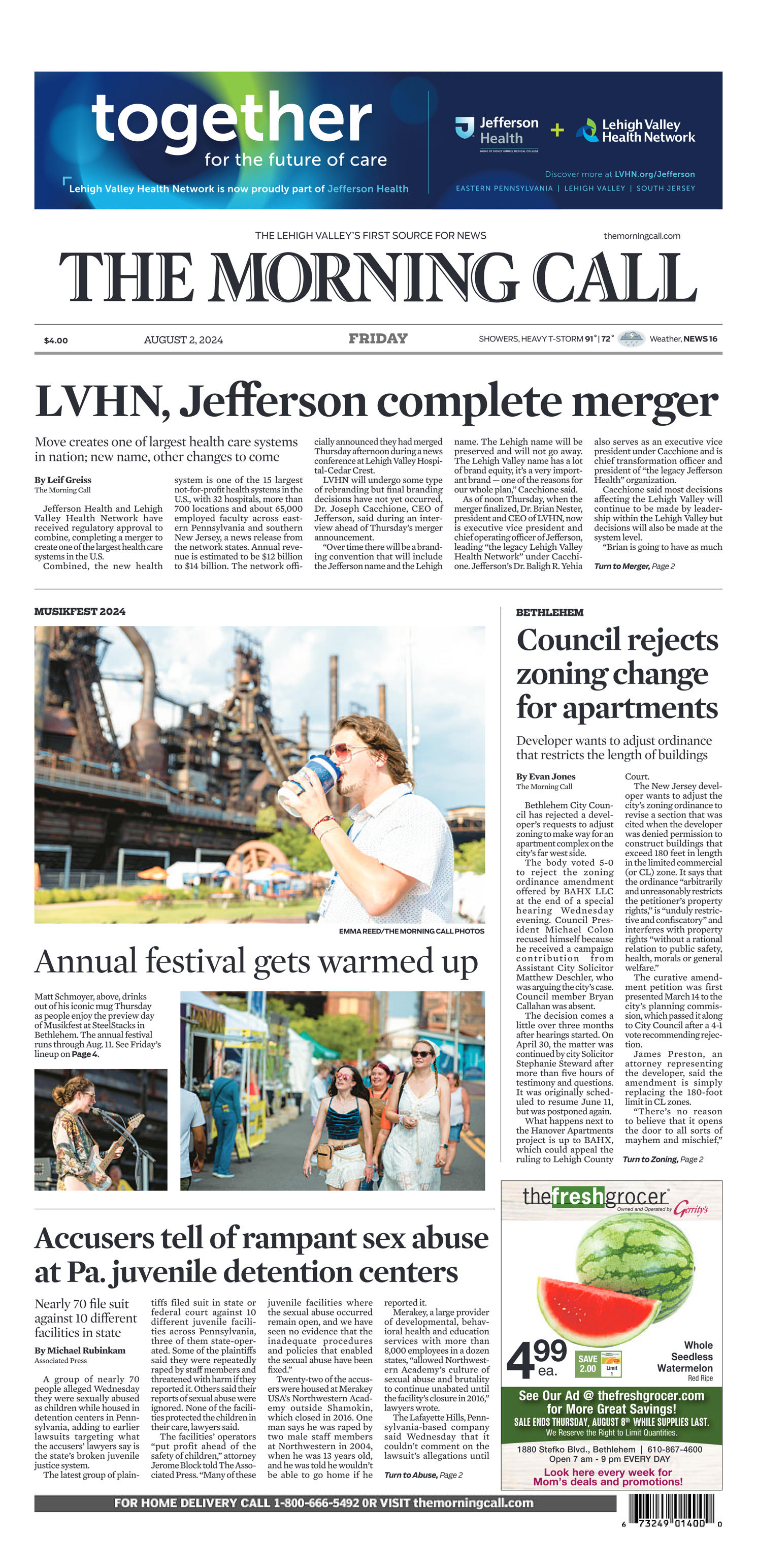 The Morning Call Front Page