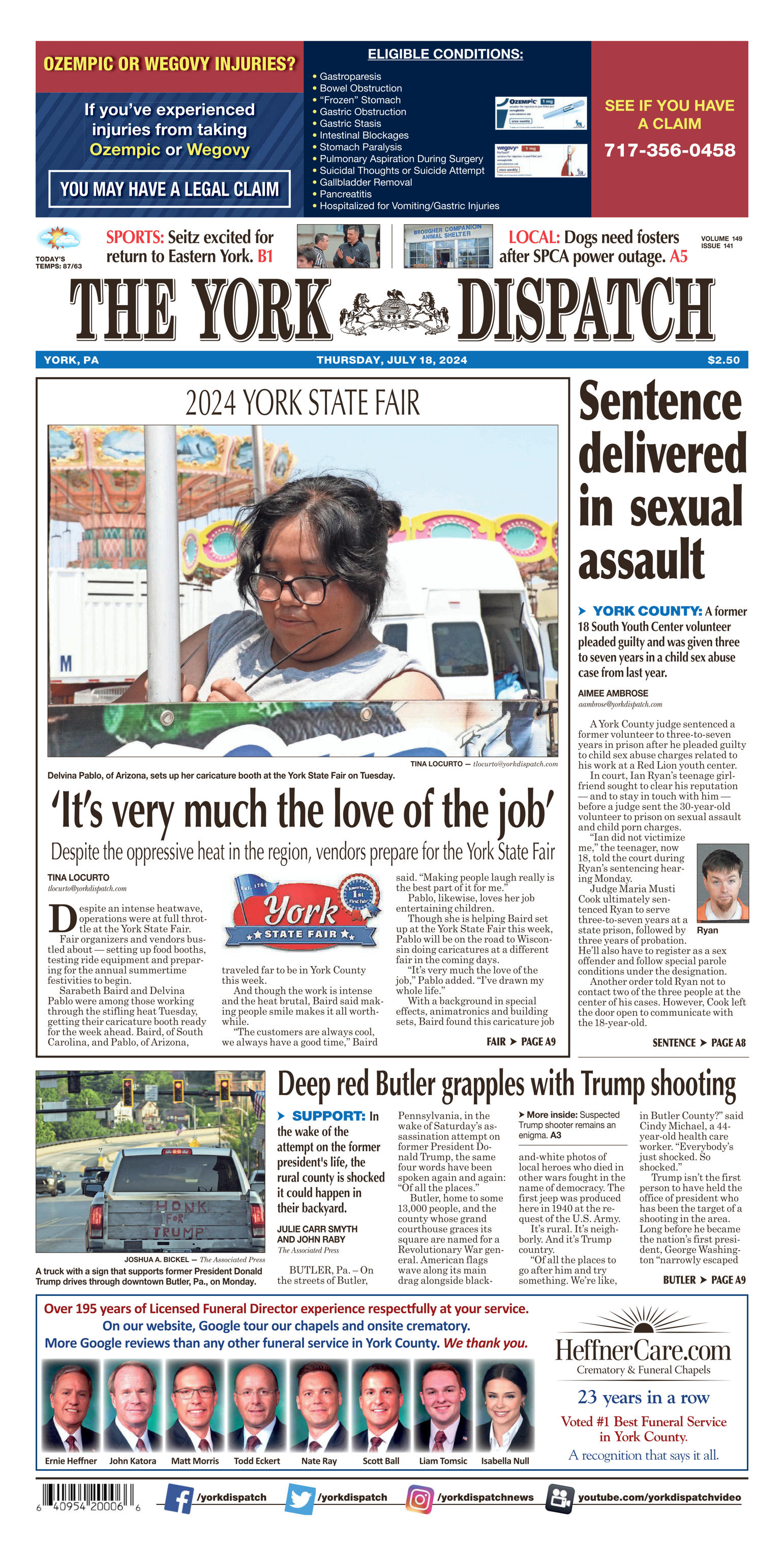 York Dispatch Front Page