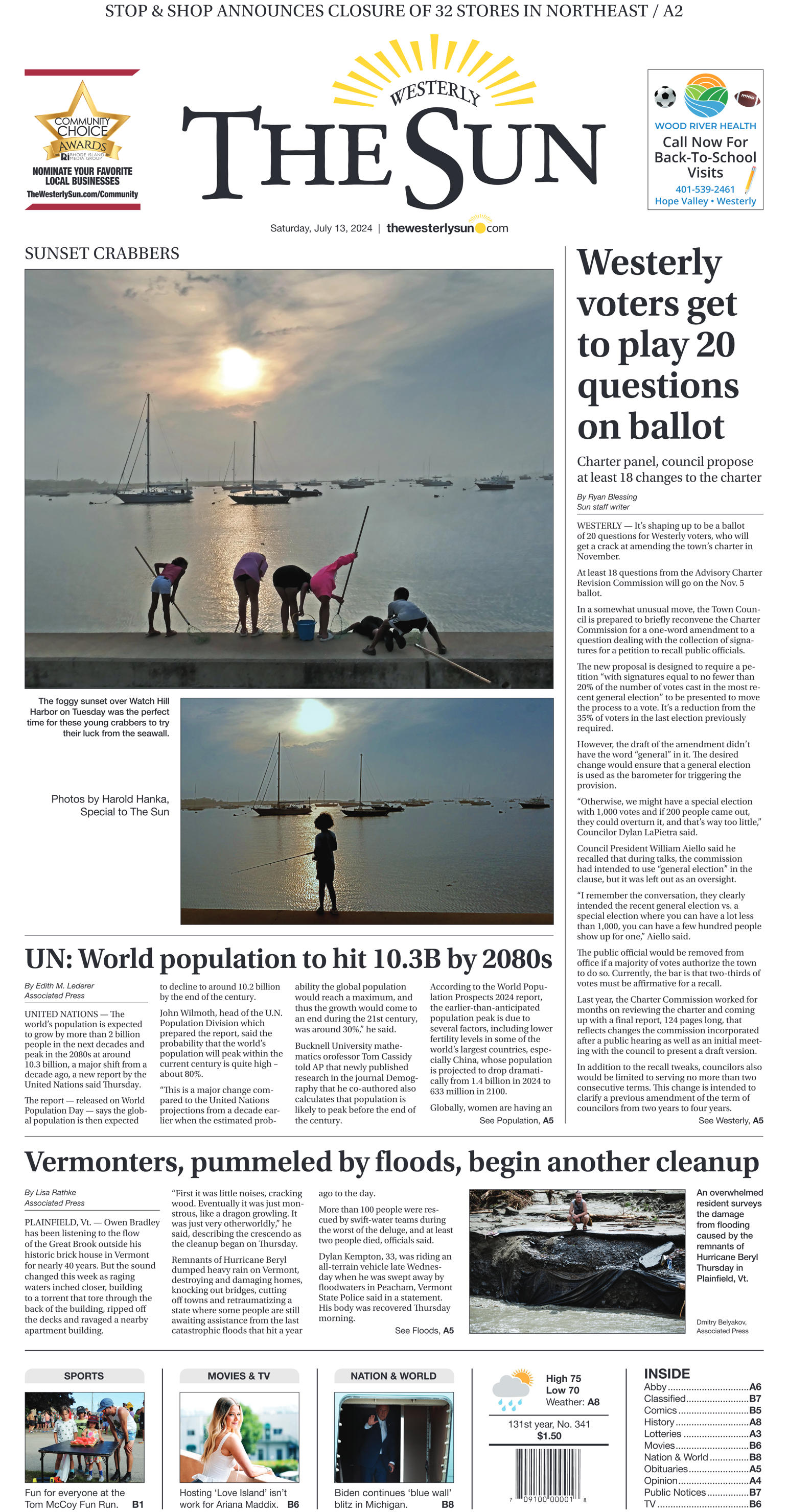 The Westerly Sun Front Page