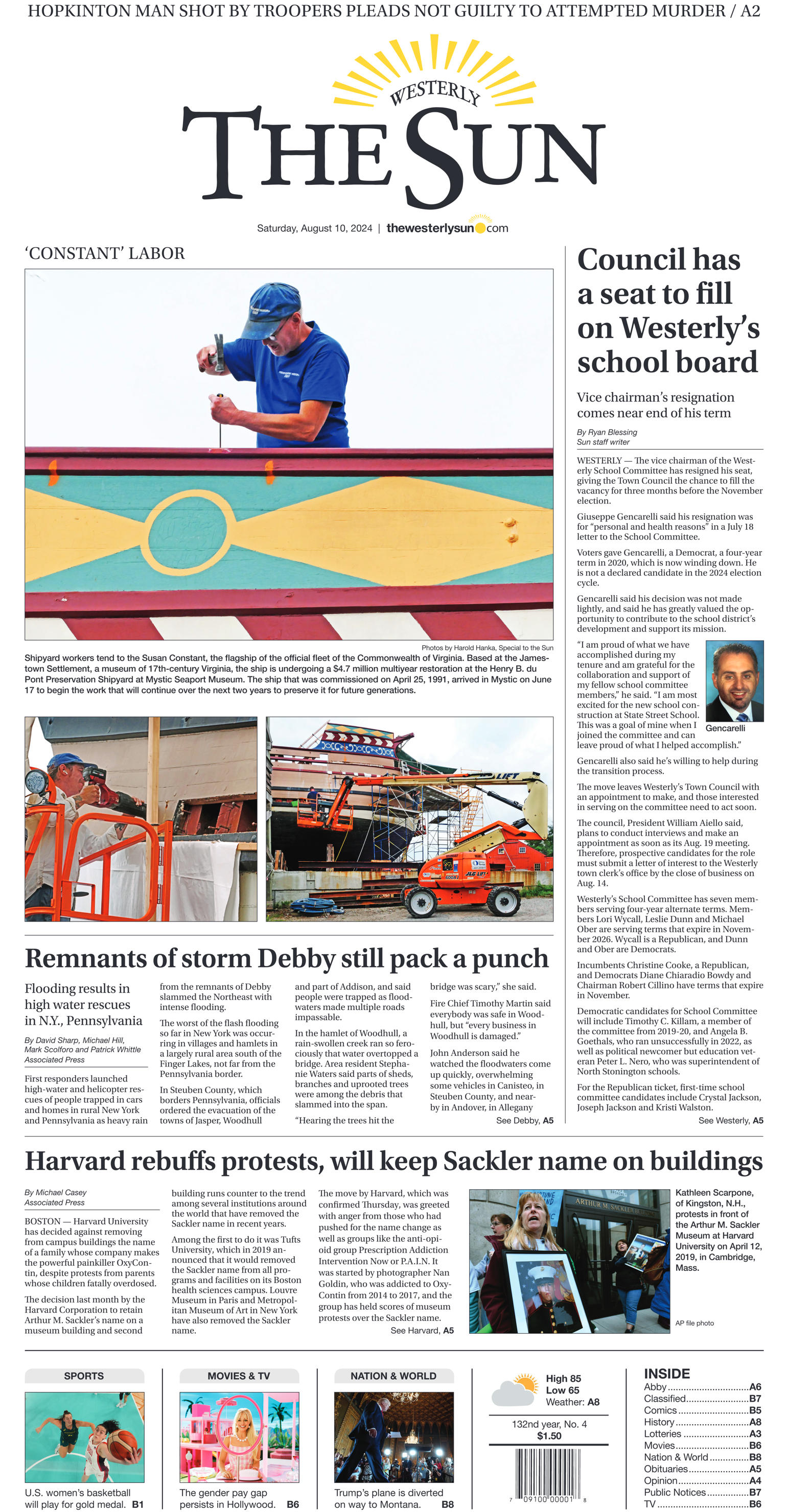 The Westerly Sun Front Page