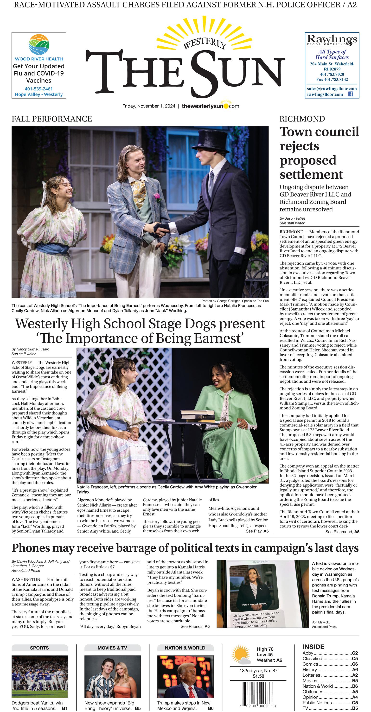 The Westerly Sun Front Page