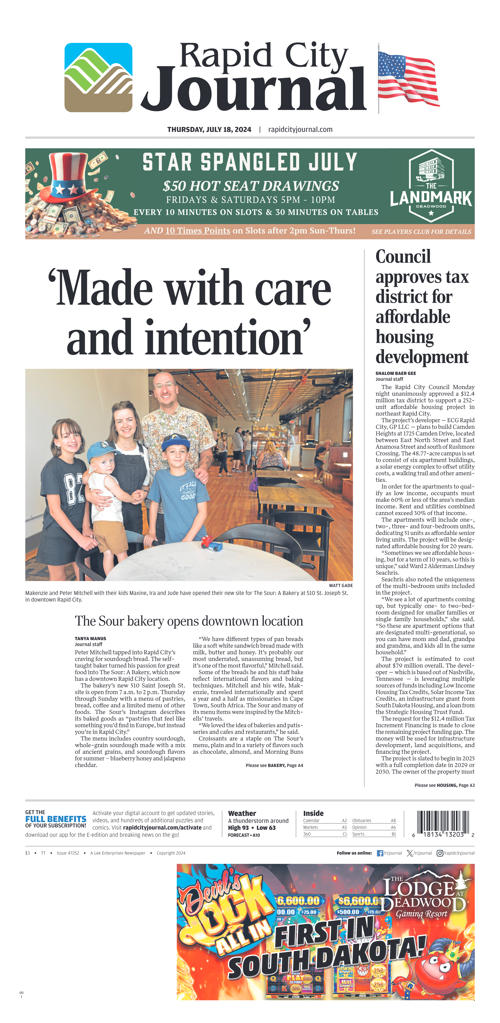 Rapid City Journal Front Page