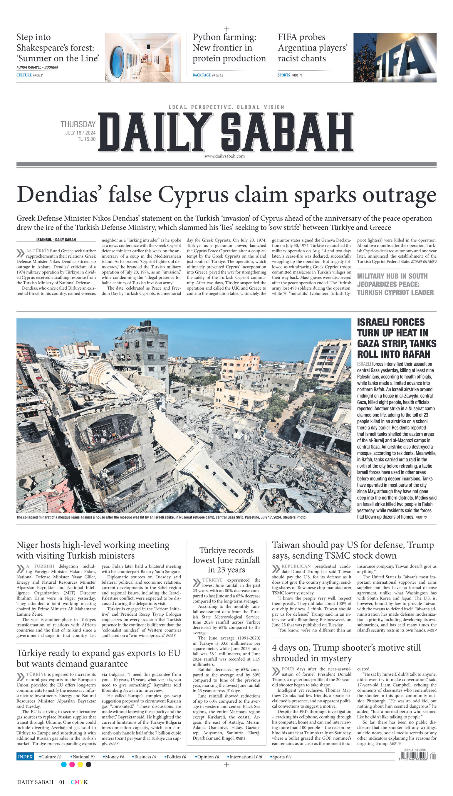 Daily Sabah Front Page