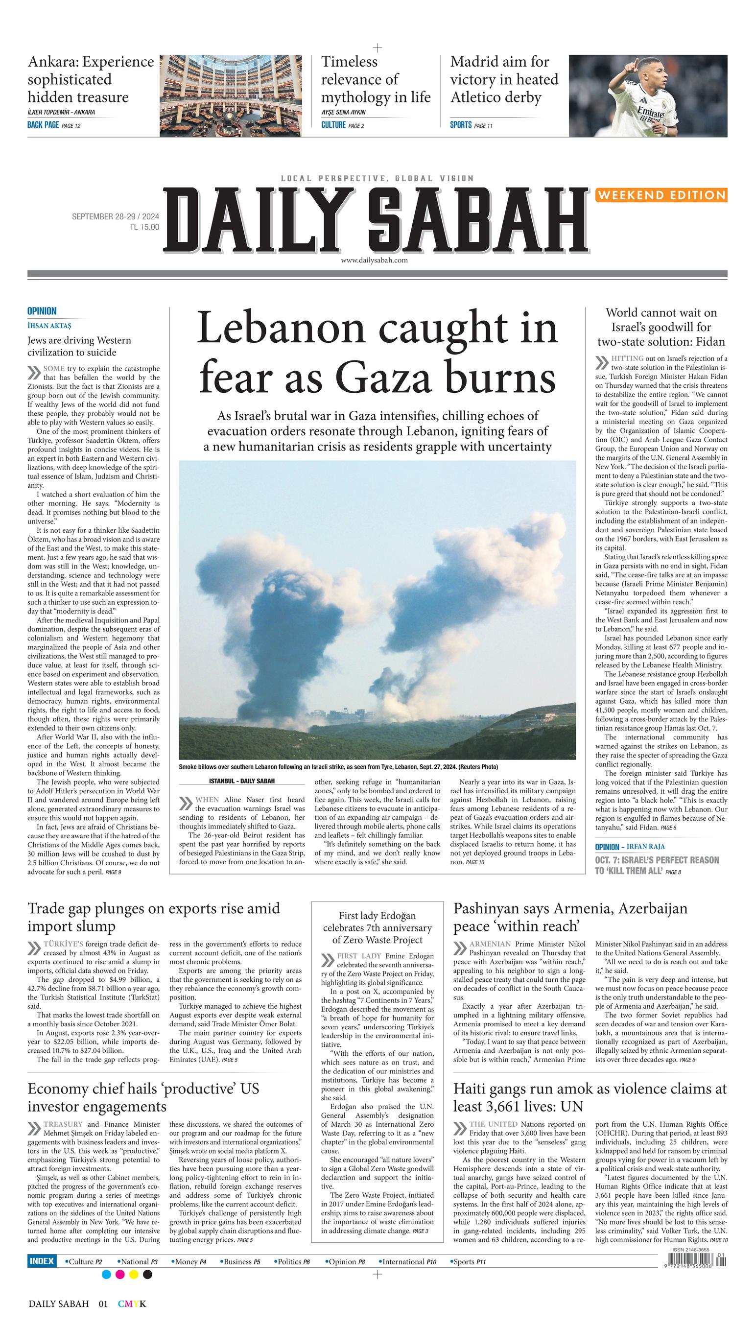 Daily Sabah Front Page