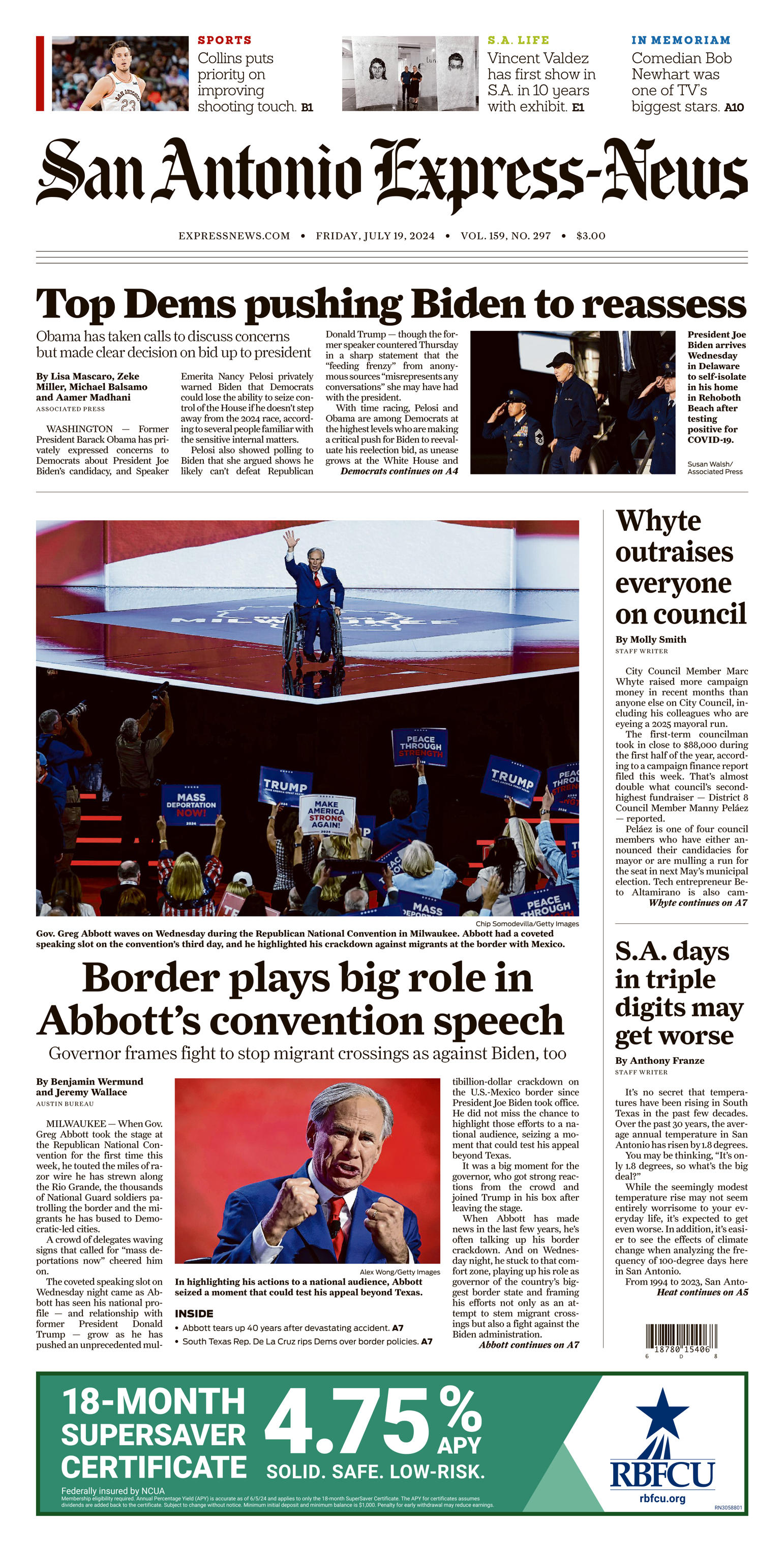 San Antonio Express-News Front Page