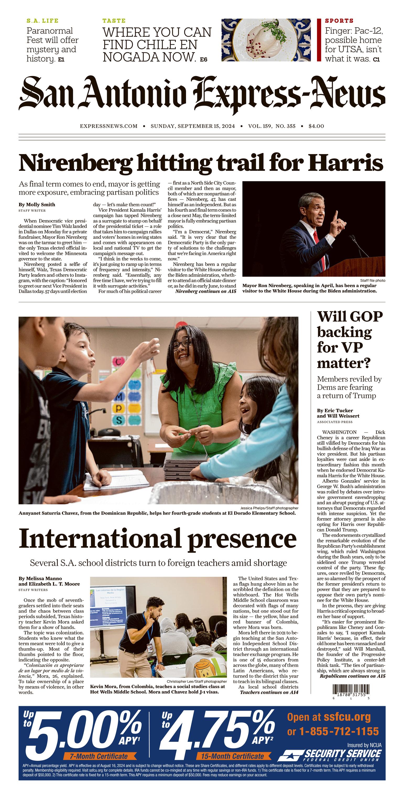 San Antonio Express-News Front Page