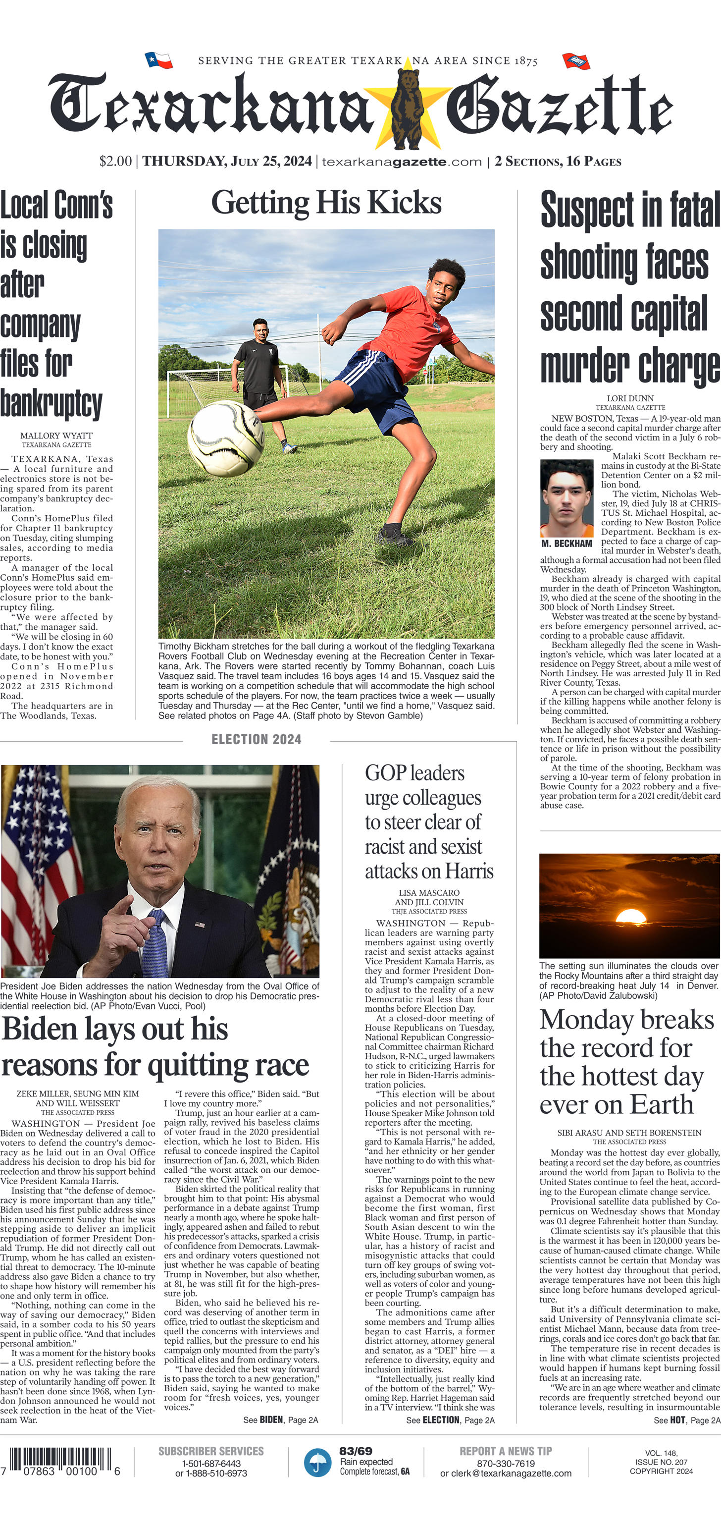 Texarkana Gazette Front Page