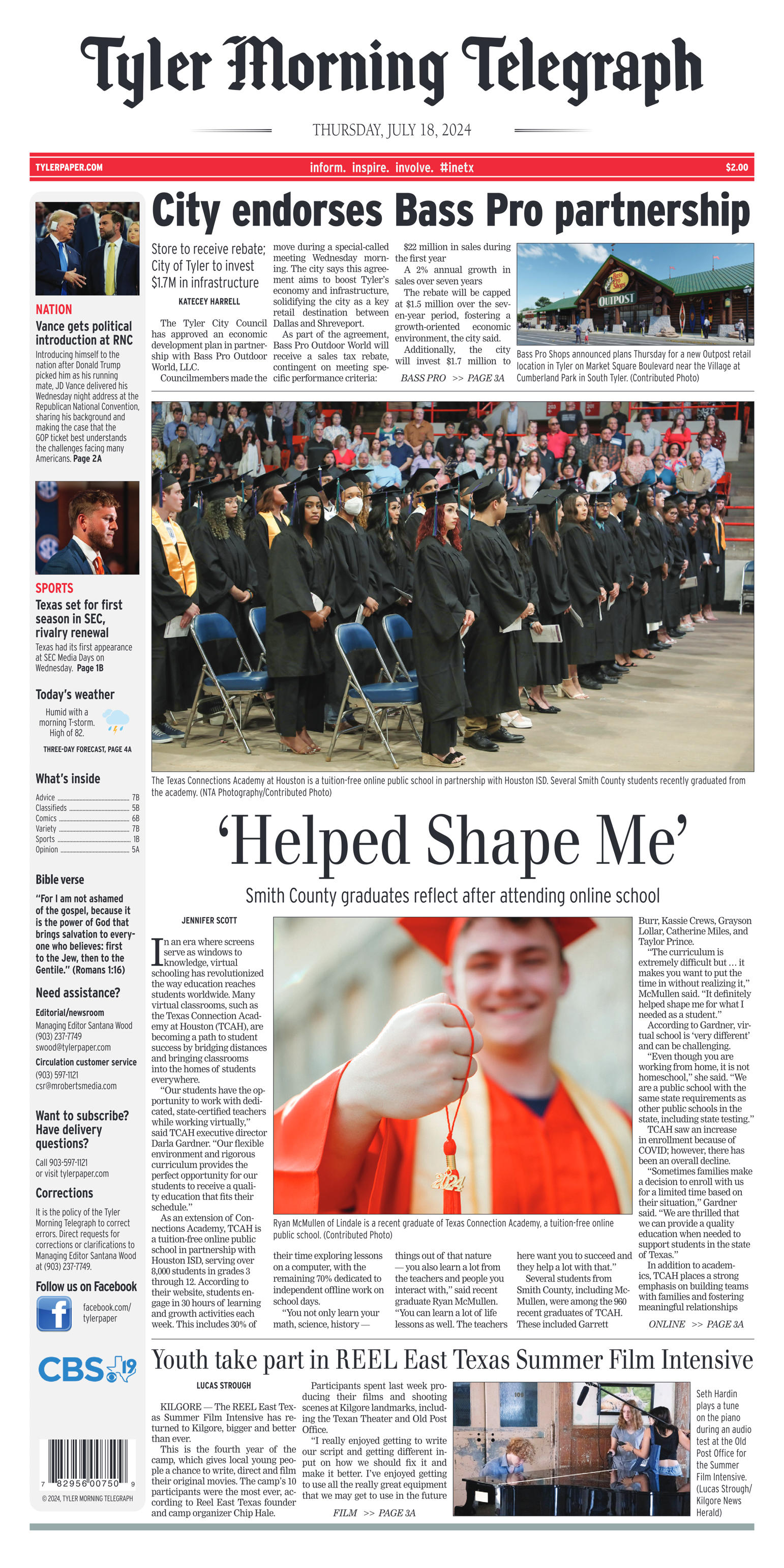 Tyler Morning Telegraph Front Page