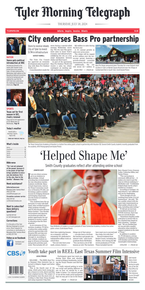 Tyler Morning Telegraph Front Page