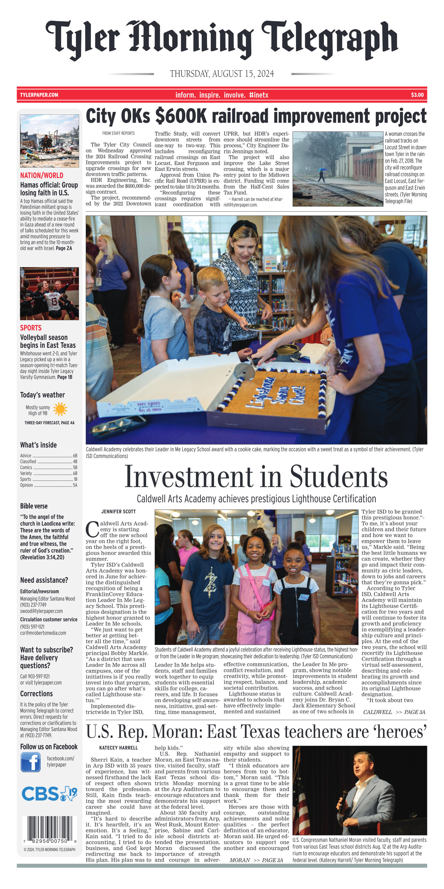 Tyler Morning Telegraph Front Page