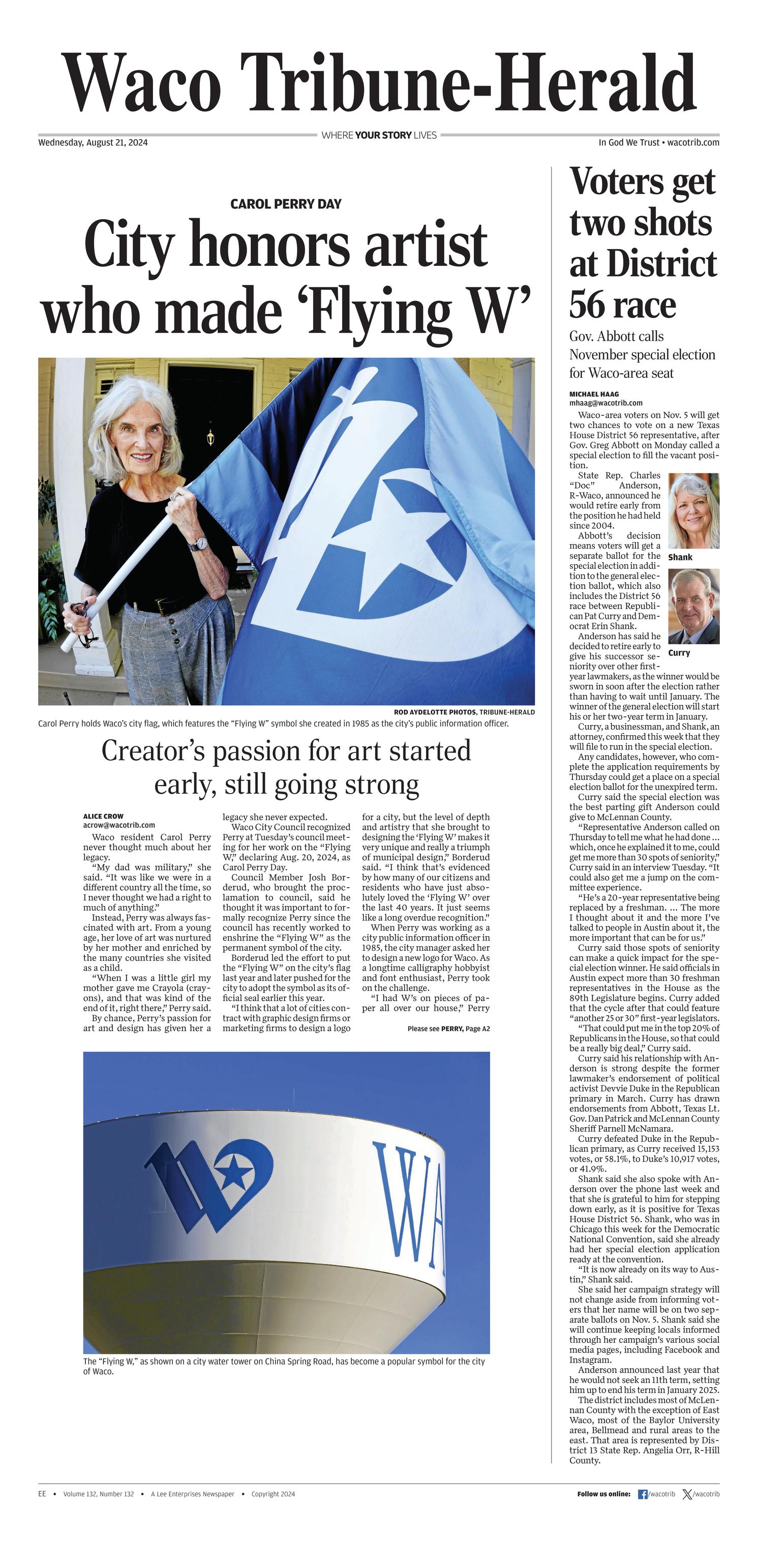 Waco Tribune-Herald Front Page