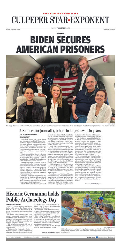 Culpeper Star-Exponent Front Page