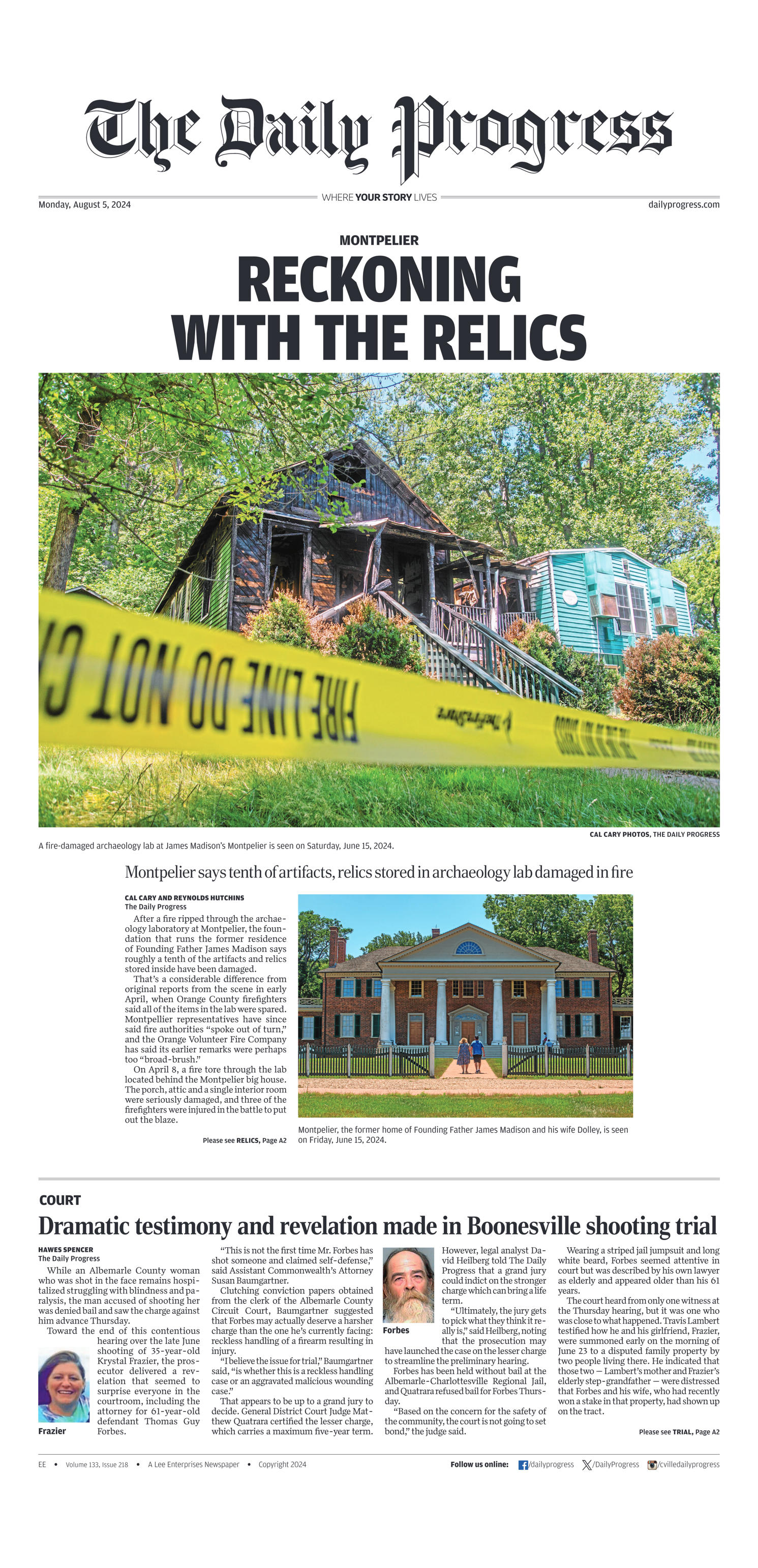 Daily Progress Front Page