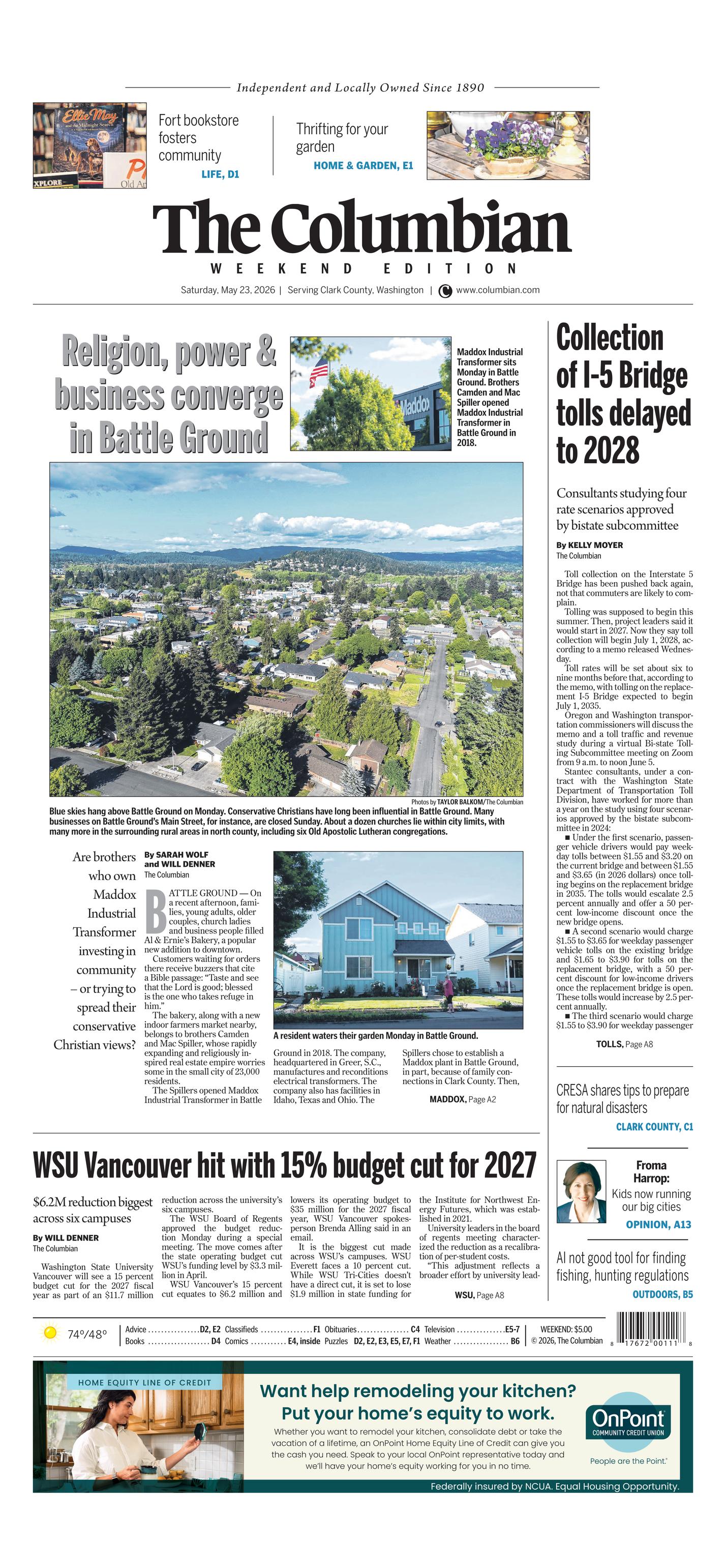 The Columbian Front Page