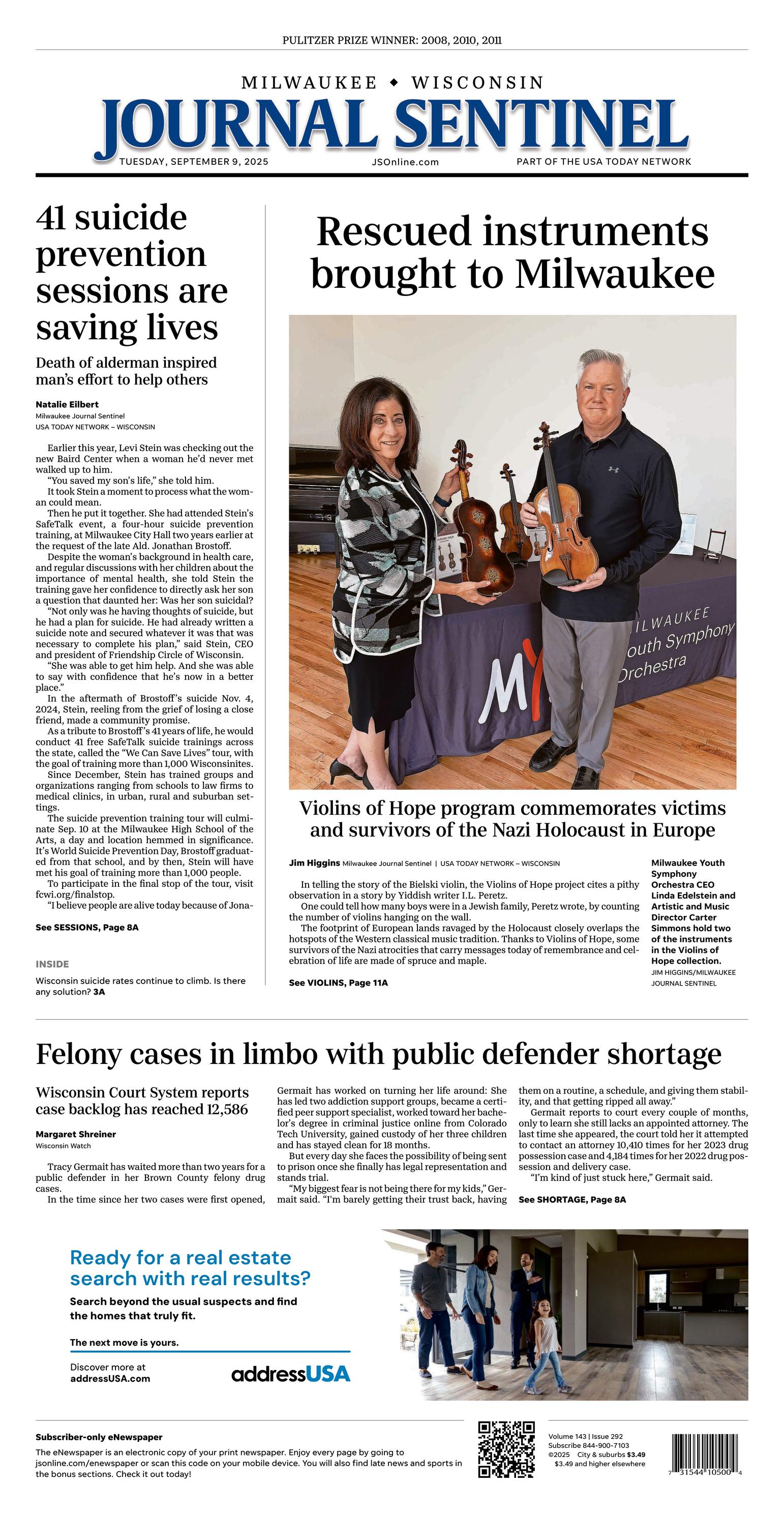 Milwaukee Journal Sentinel Front Page