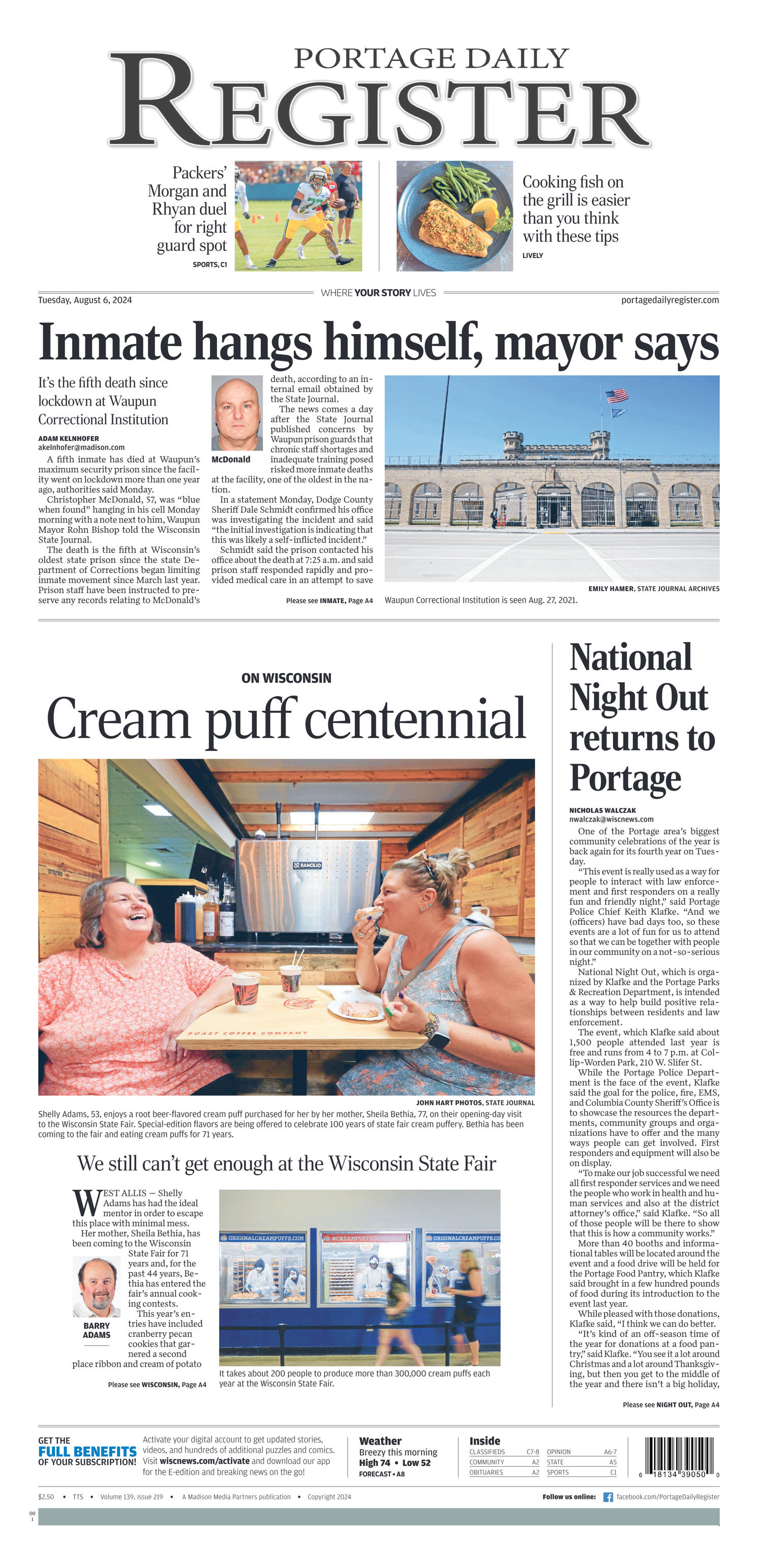 Portage Daily Register Front Page