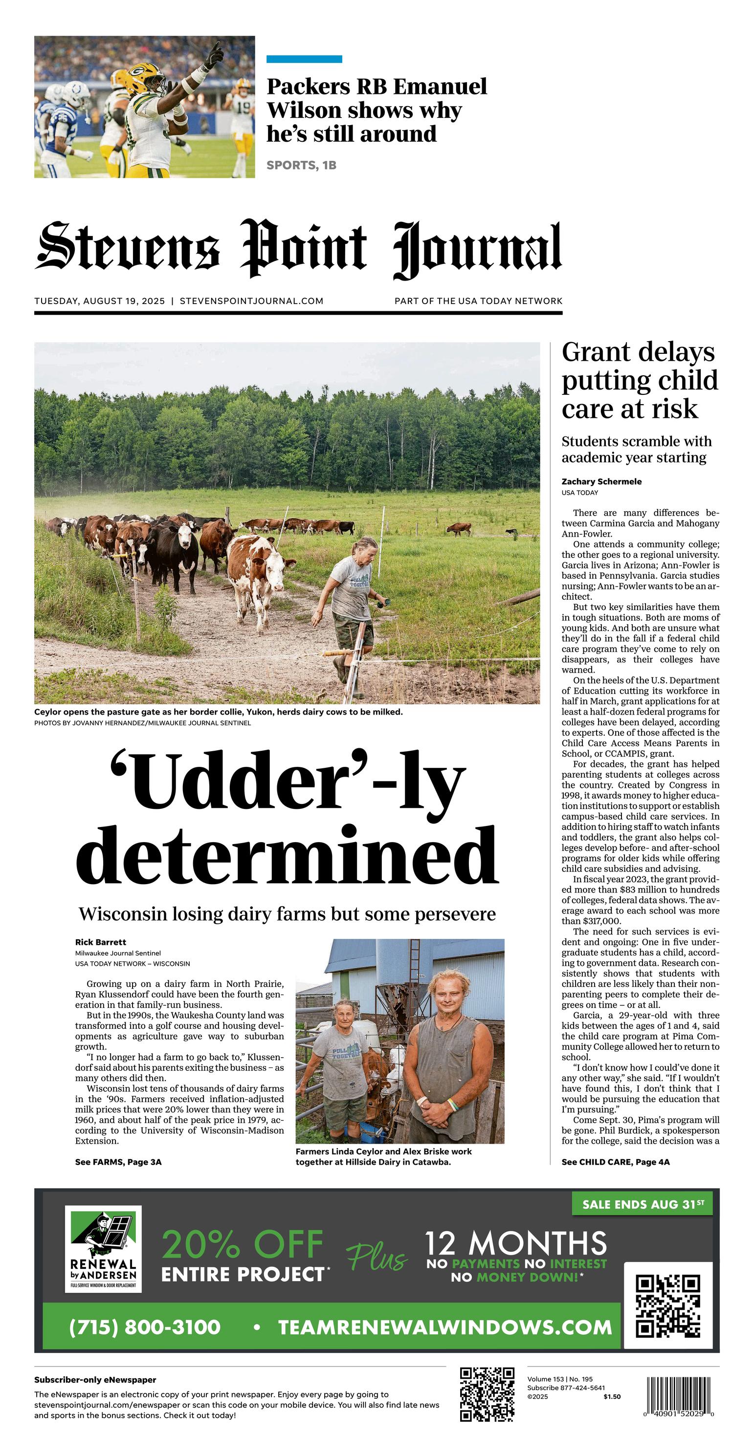 Stevens Point Journal Front Page