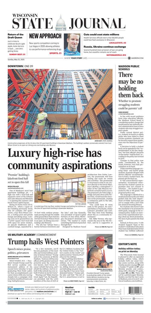 Wisconsin State Journal Front Page