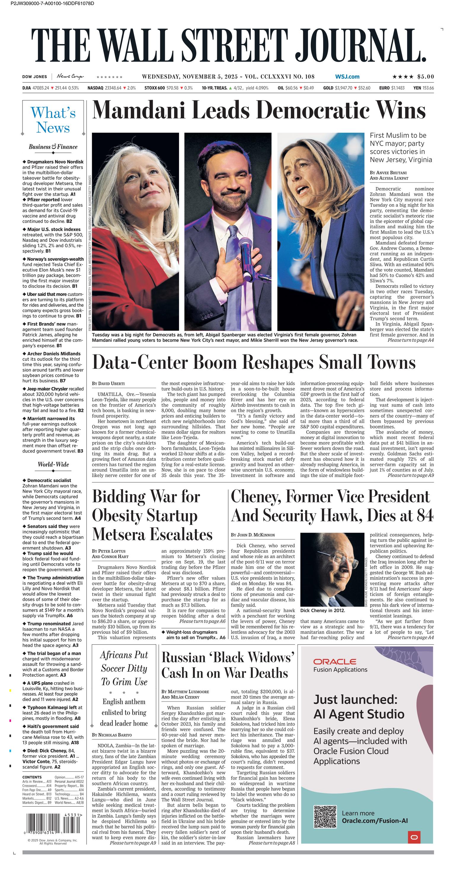 The Wall Street Journal Front Page